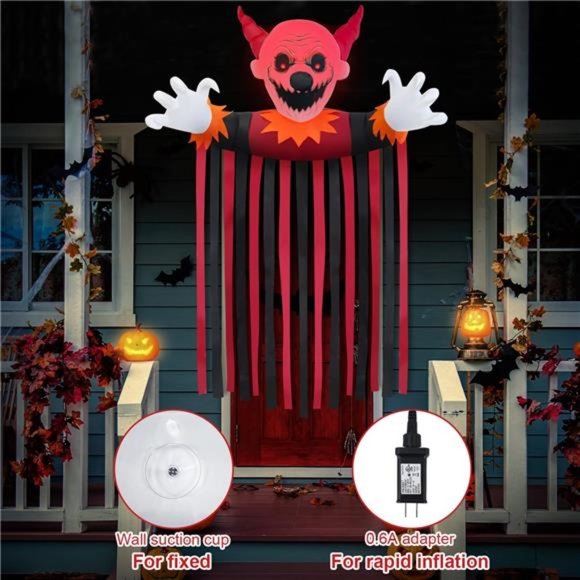 Holiday | 5ft Clown Hug Inflatable Door Curtain Halloween Inflatable ...